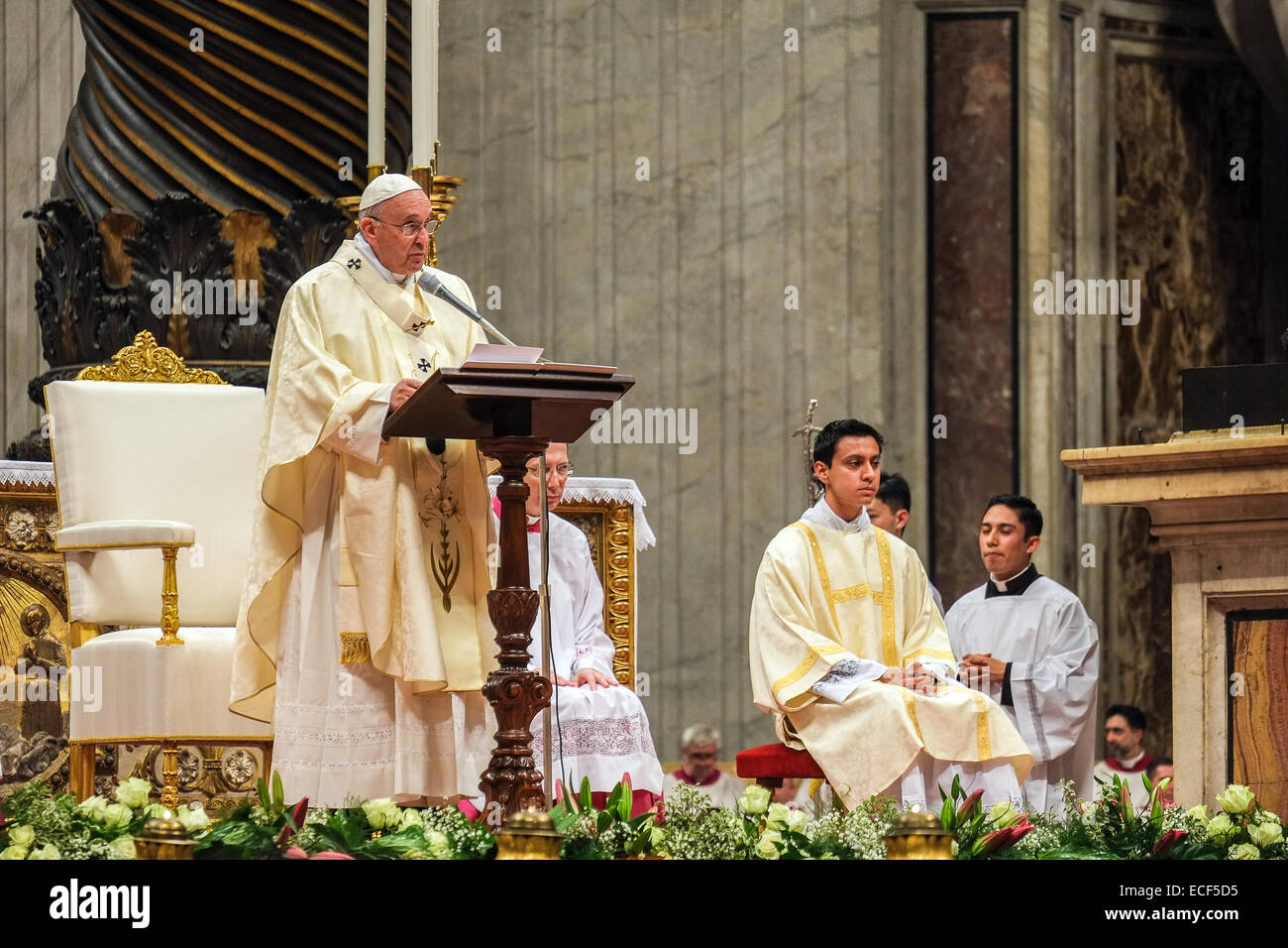 Vatican city. 12th December, 2014. Pope Francis celebrate the Holy ...