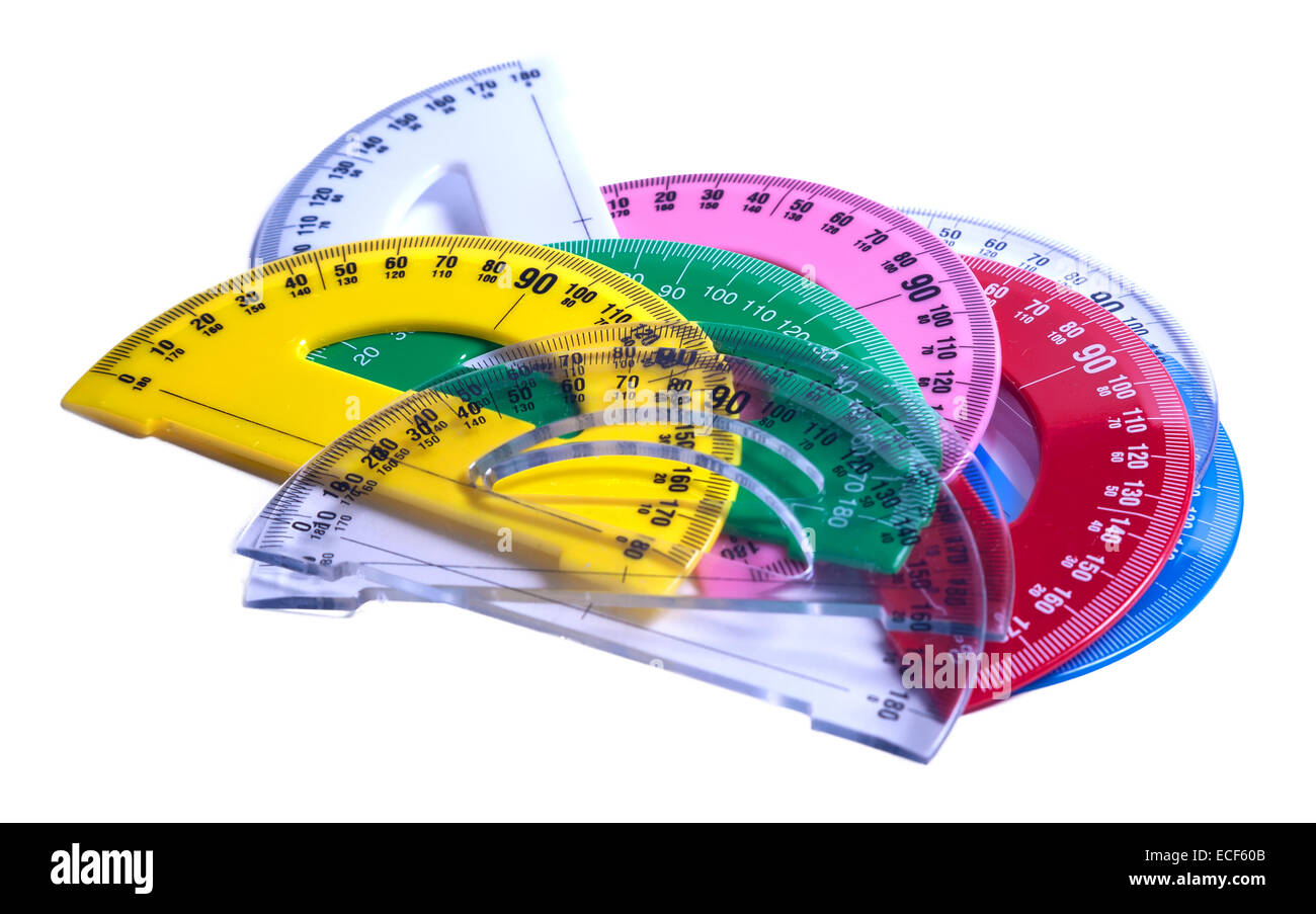 Plastic rulers for mathematics in school and homework Stock Photo - Alamy