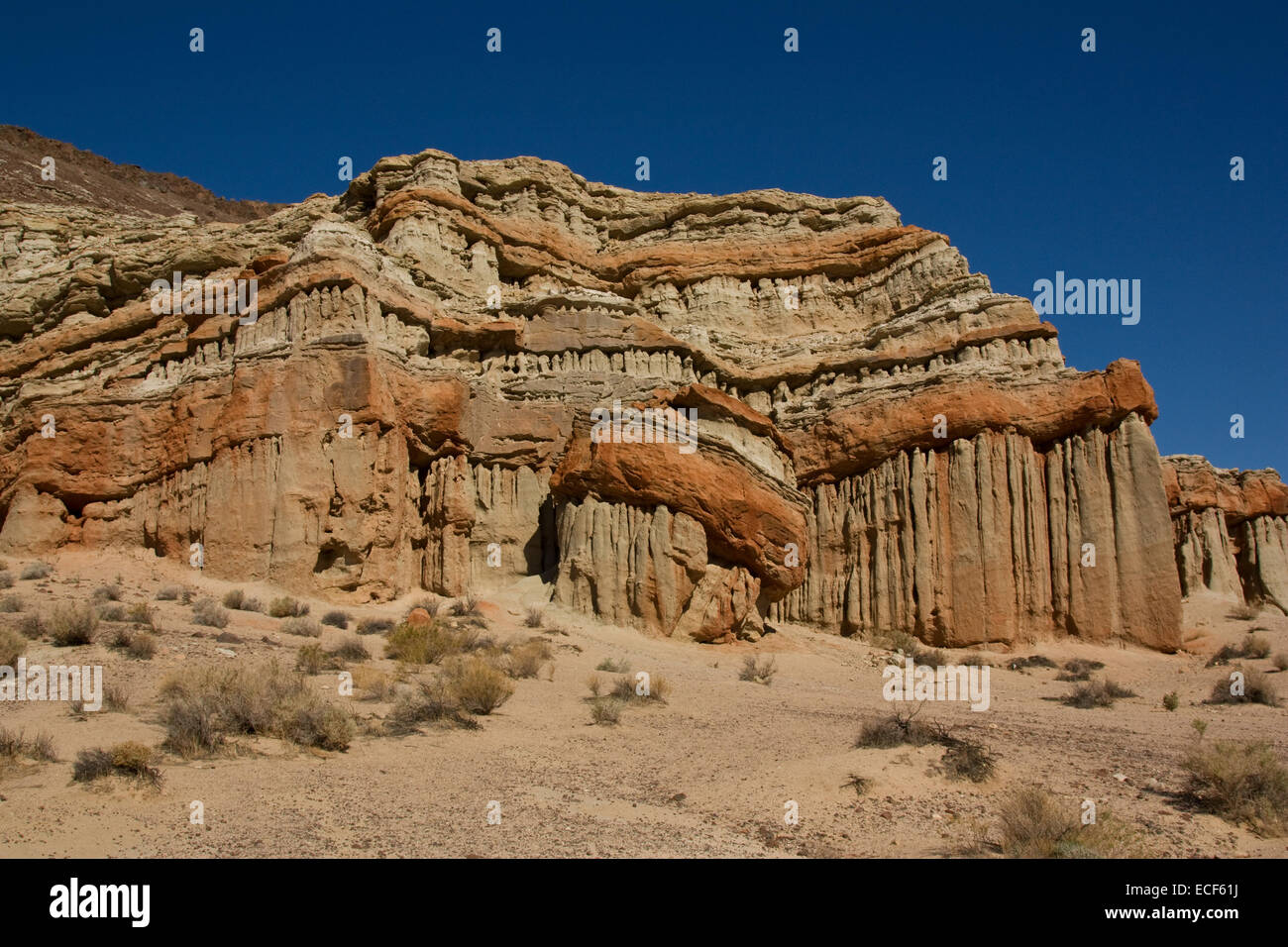 Sandstone (orange) and muddy siltstone with vertical erosional grooves ...