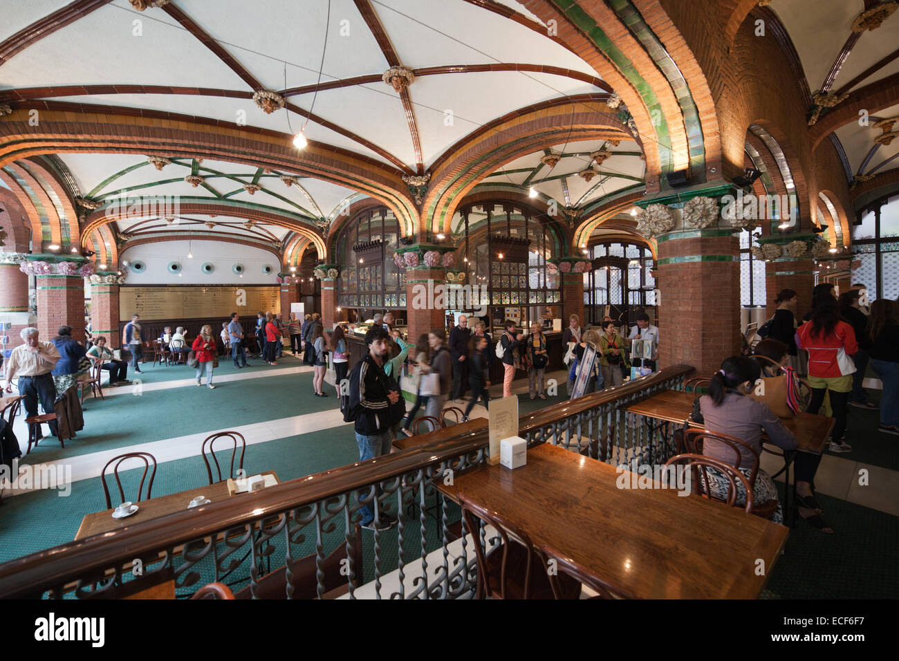 Cafe Foyer in the Palace of Catalan Music (Palau de la Musica Catalana ...