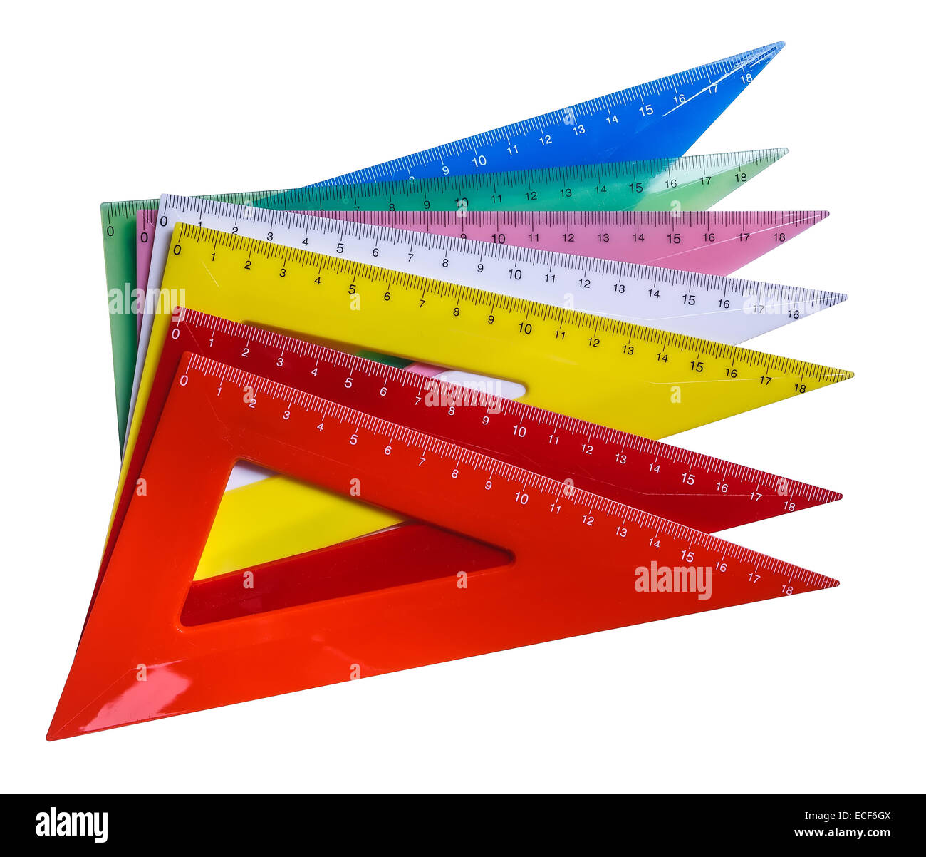 Plastic rulers for mathematics in school and homework Stock Photo - Alamy
