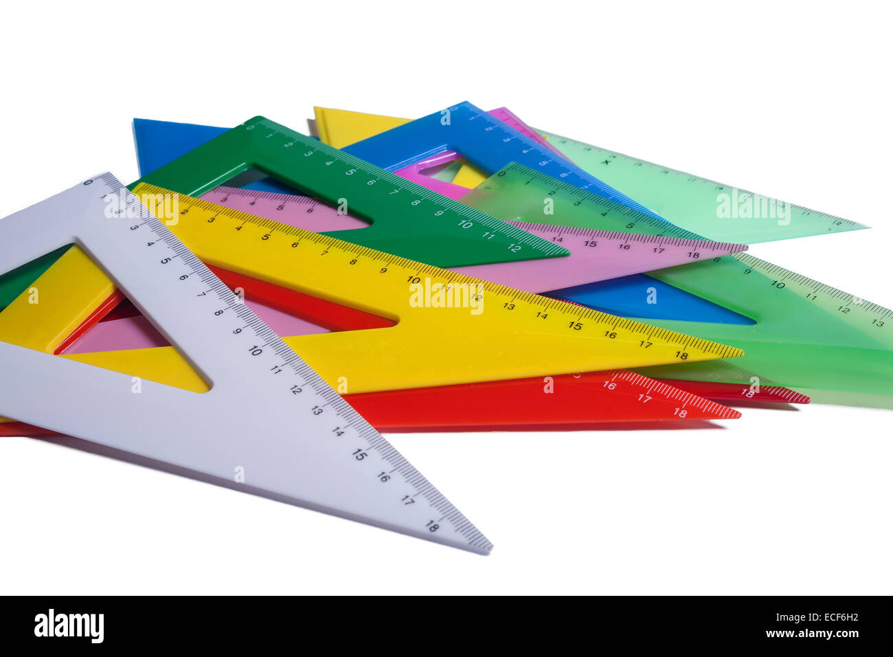 Plastic rulers for mathematics in school and homework Stock Photo - Alamy