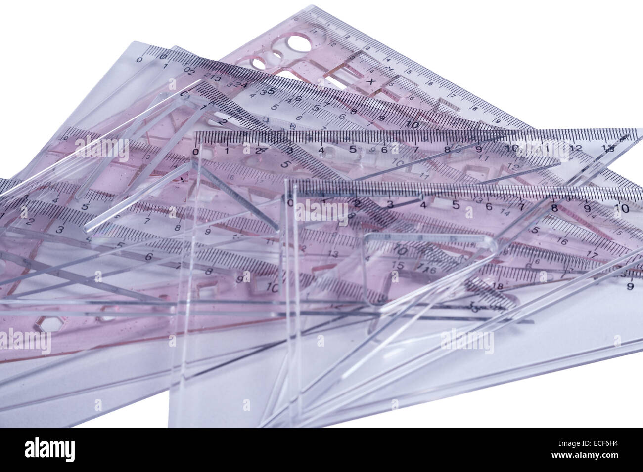 Plastic rulers for mathematics in school and homework Stock Photo - Alamy