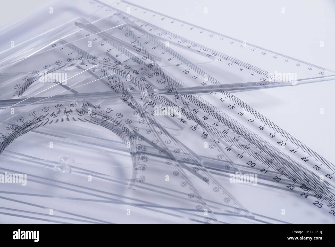 Plastic rulers for mathematics in school and homework Stock Photo - Alamy