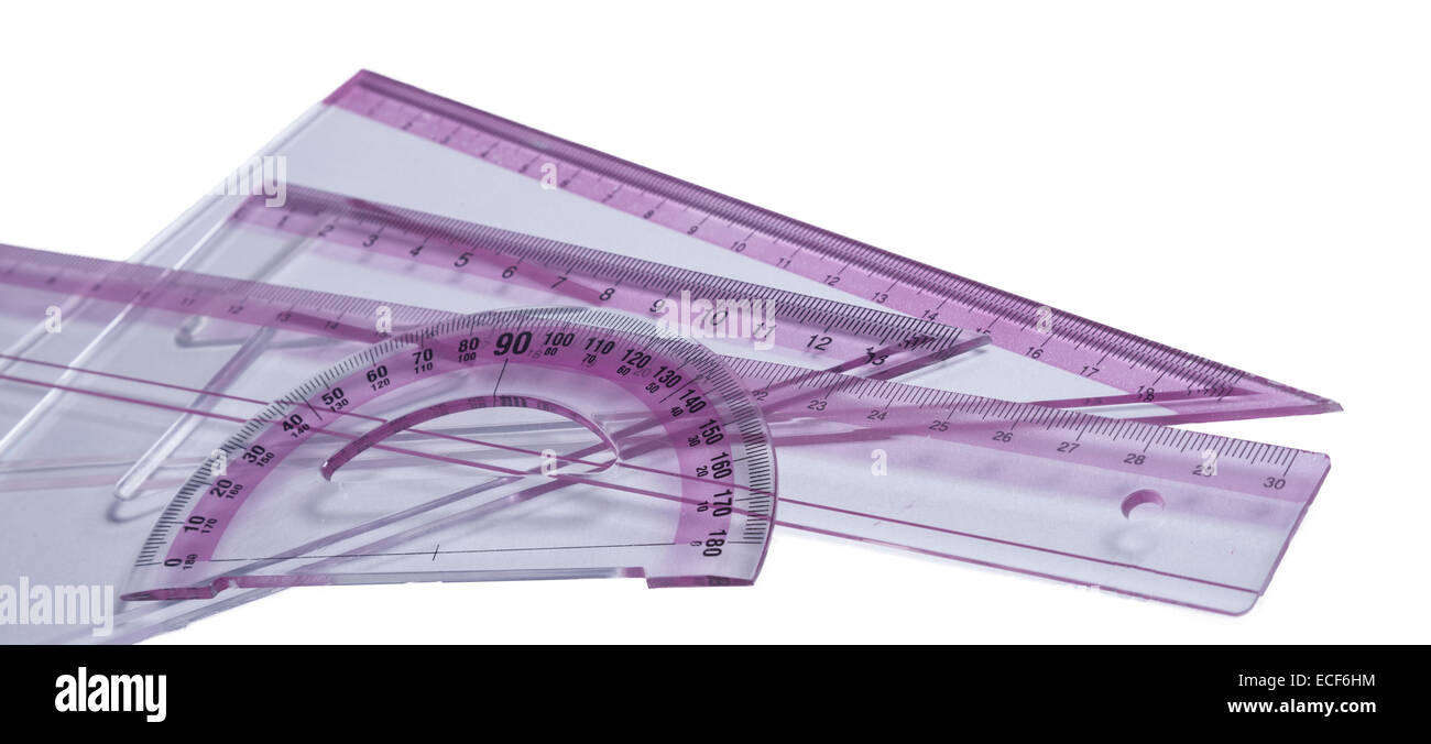 Plastic rulers for mathematics in school and homework Stock Photo - Alamy