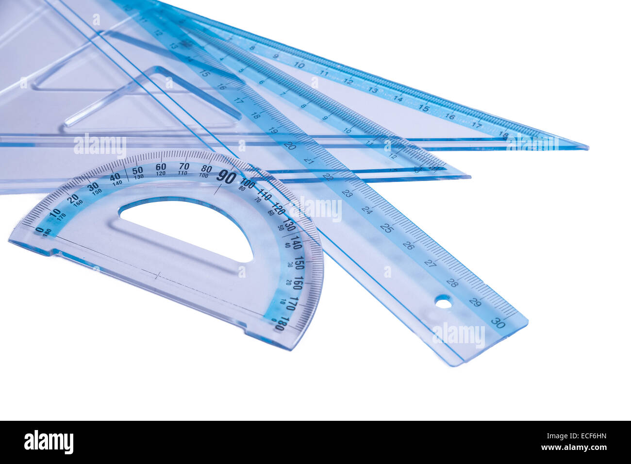 Plastic rulers for mathematics in school and homework Stock Photo - Alamy