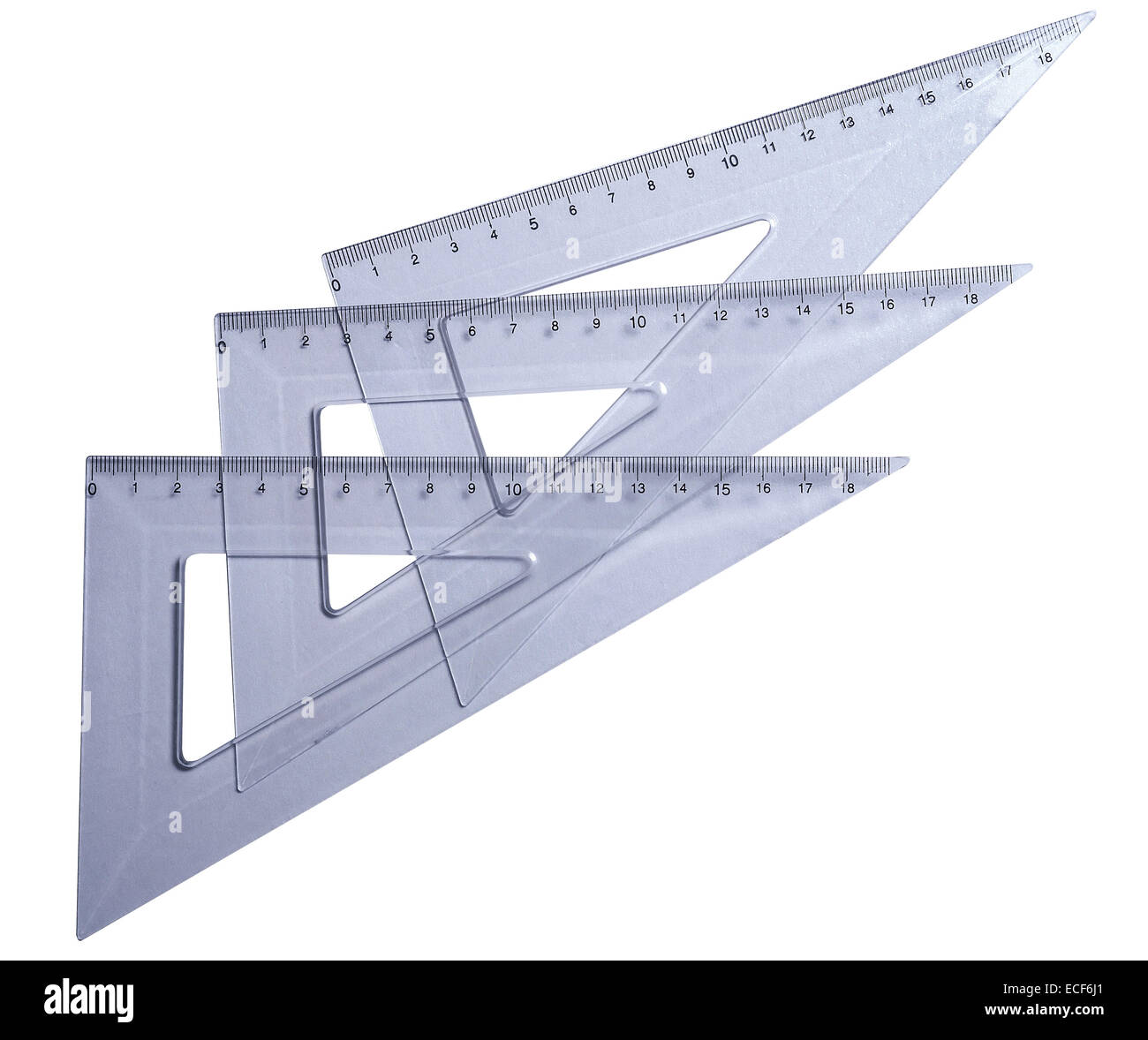Metric transparetn plastic triangle isolated with clipping path (w/o ...