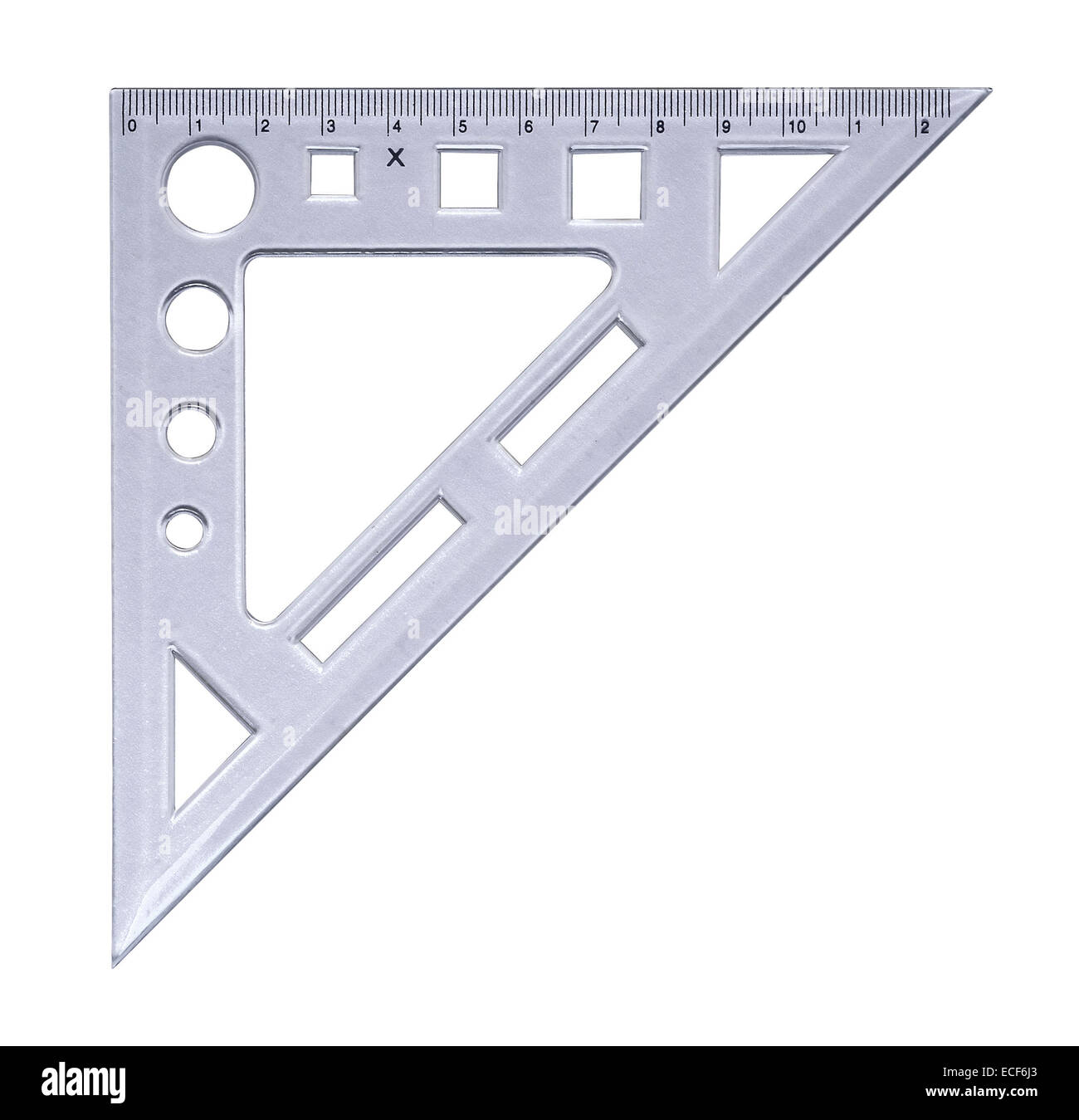 Metric transparetn plastic triangle isolated with clipping path (w/o ...