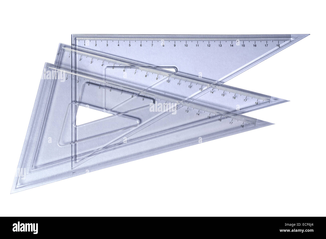 Metric transparetn plastic triangle isolated with clipping path (w/o ...
