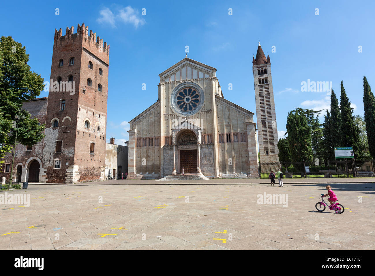Piazza San Zeno with the Basilica di San Zeno facade (also known as San ...