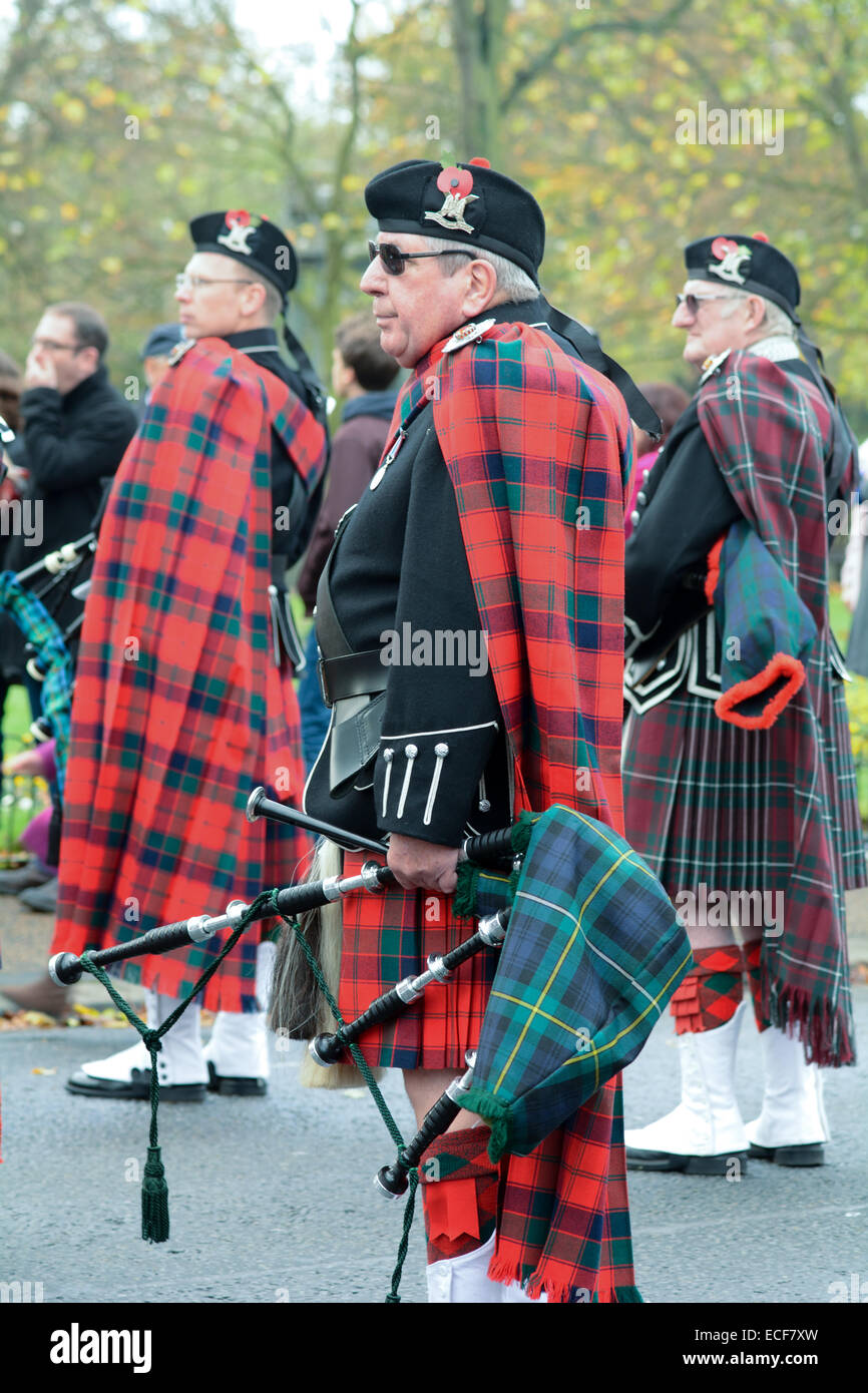 Scottish Marching band Remembrance Day parade Bedford England Stock ...