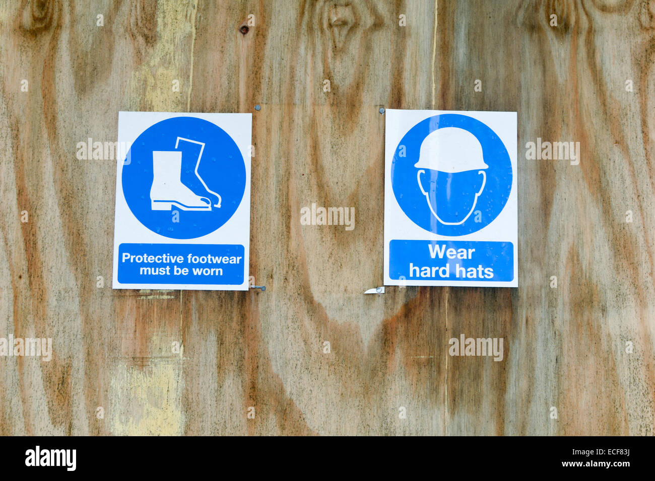 Health and safety signs and regulations on construction site Stock ...