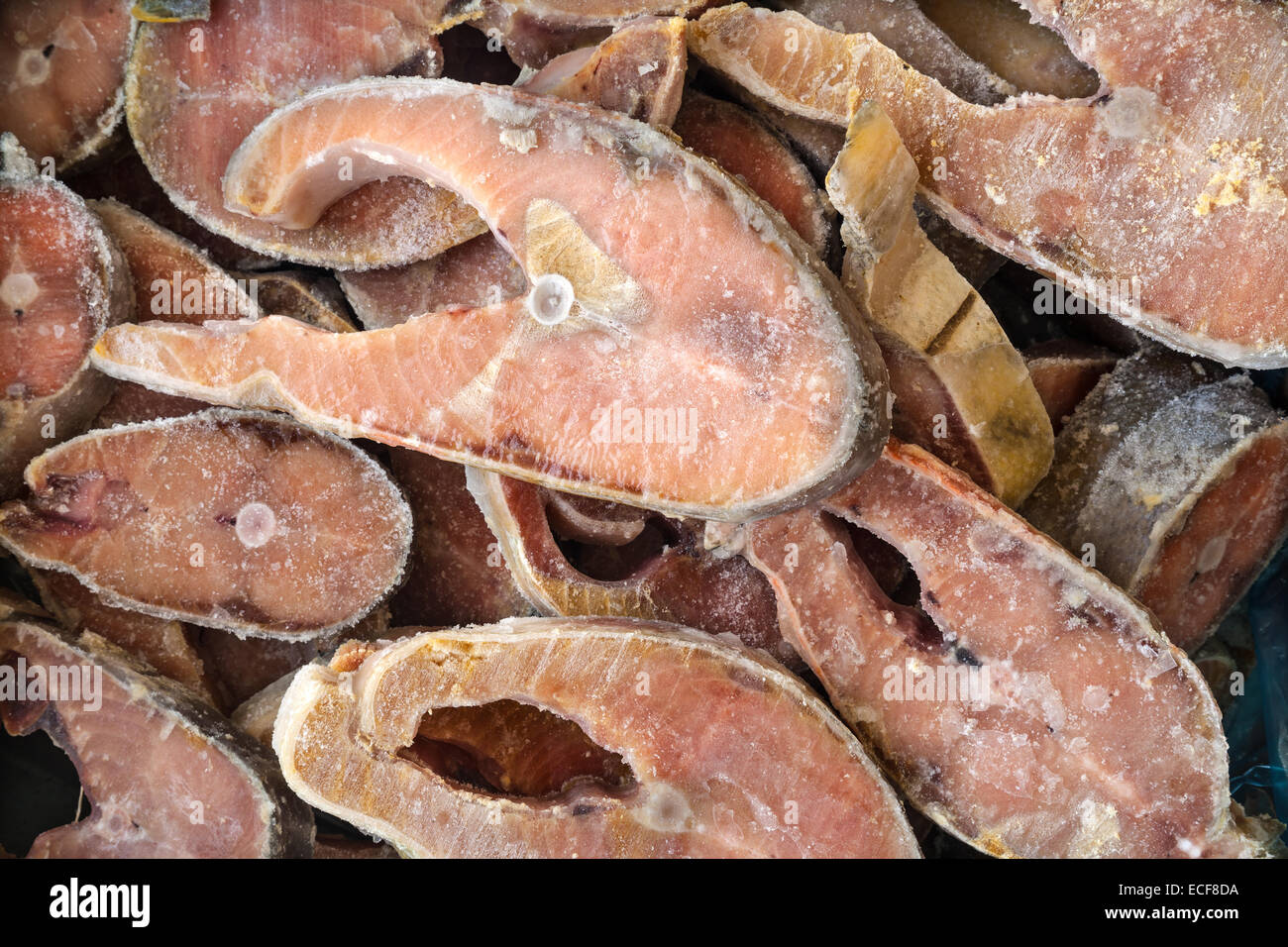 several slices of frozen fish Stock Photo - Alamy