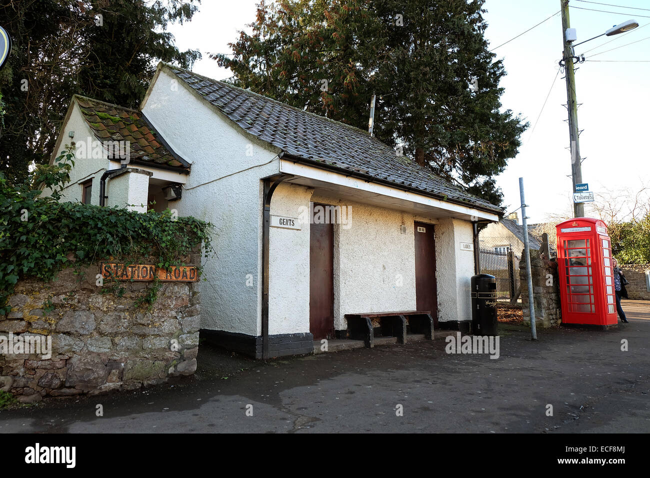 The public toilets in the centre of Cheddar village next to an almost ...