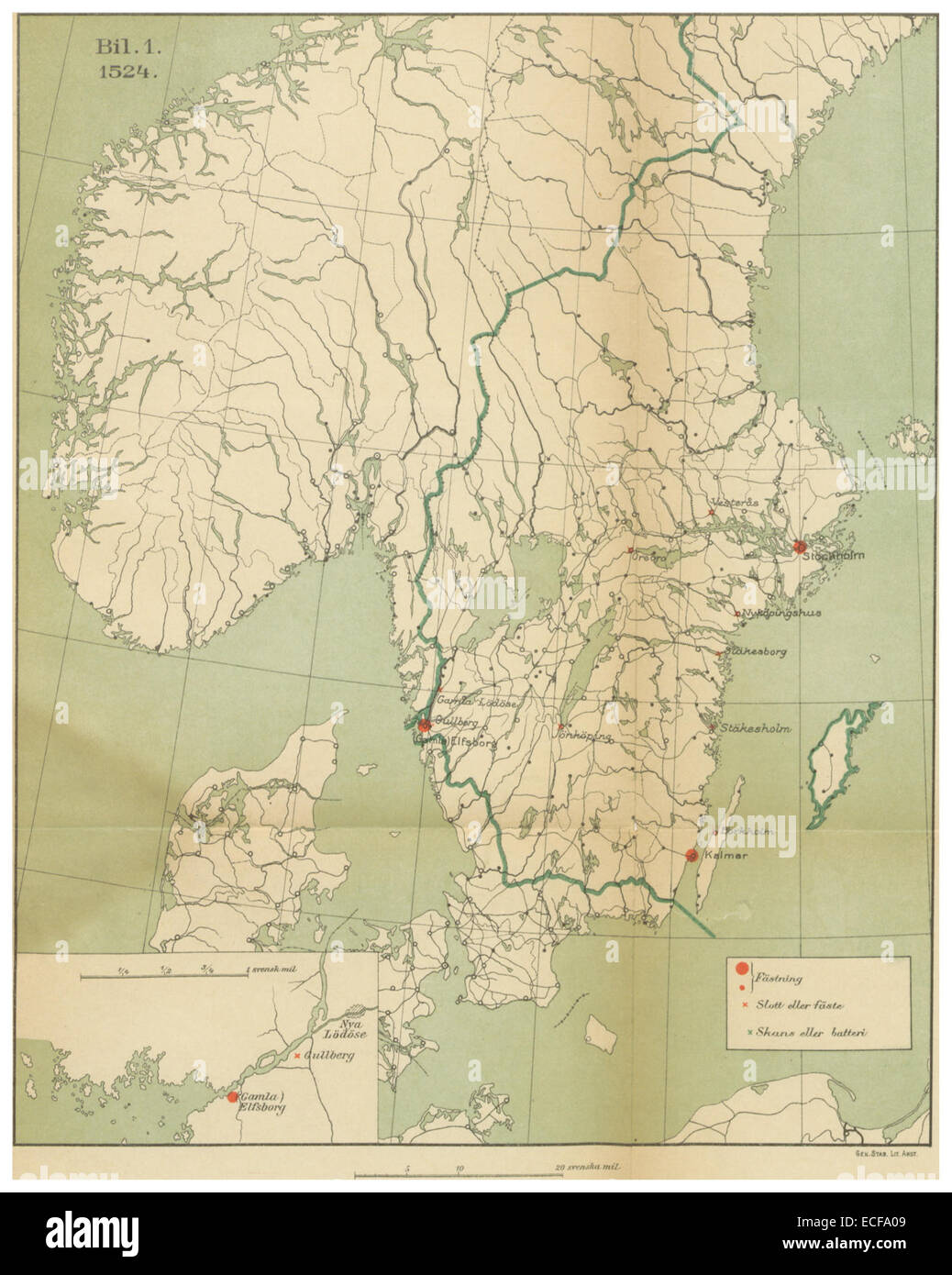 This 1899 illustration by Jungstedt shows a military map of Sweden's ...