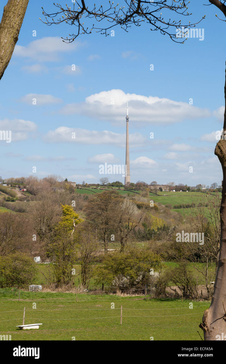 View of Emley moor mast from the Kirklees Light Railway 15 inch gauge ...