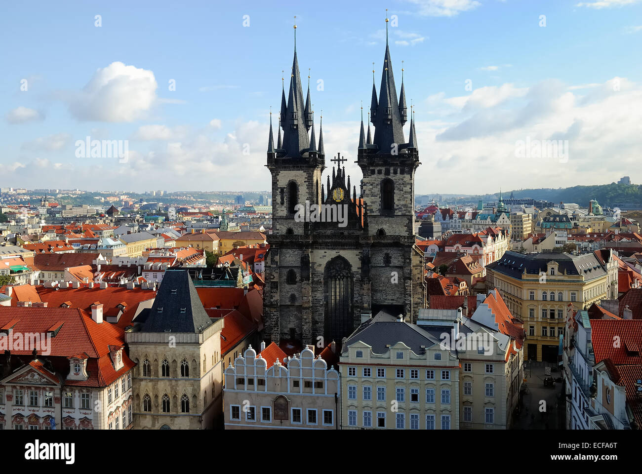 Czech Republic, Prague. View of the Gothic Tyn Cathedral and the Old ...
