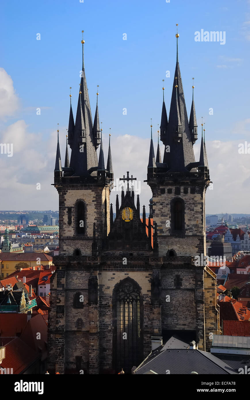 Czech Republic, Prague. View of the Gothic Tyn Cathedral and the Old ...