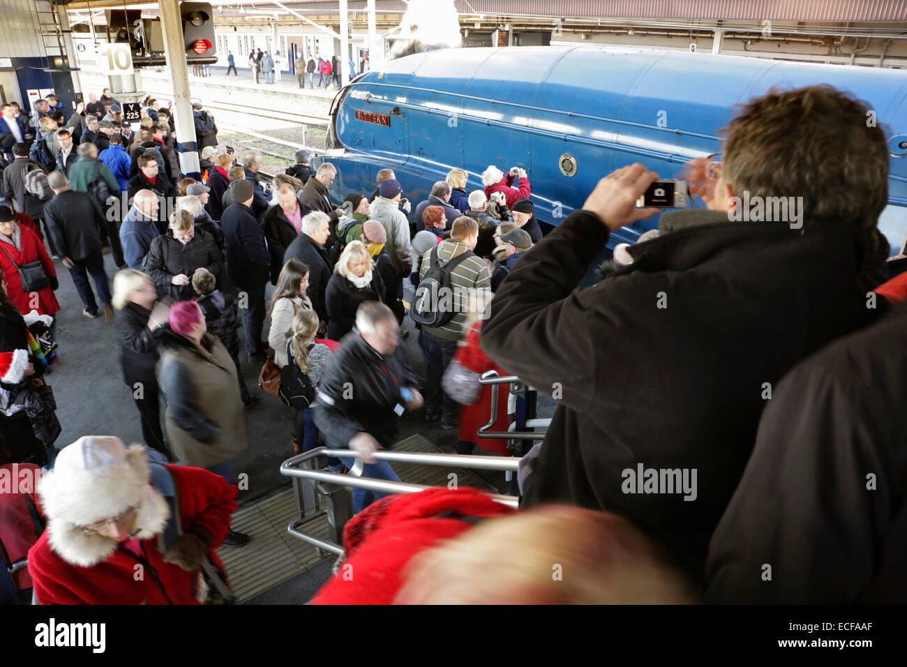 York Railway Station, UK, 13 December 2014. Streamlined LNER A4 class ...