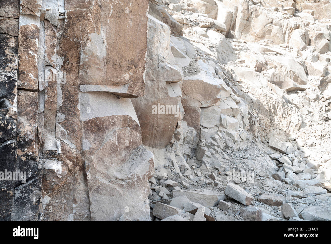 Granite quarry. Working mining machines. Mining industry Stock Photo ...
