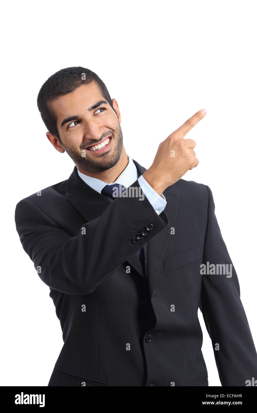 Smiling arabian man pointing hi-res stock photography and images - Alamy