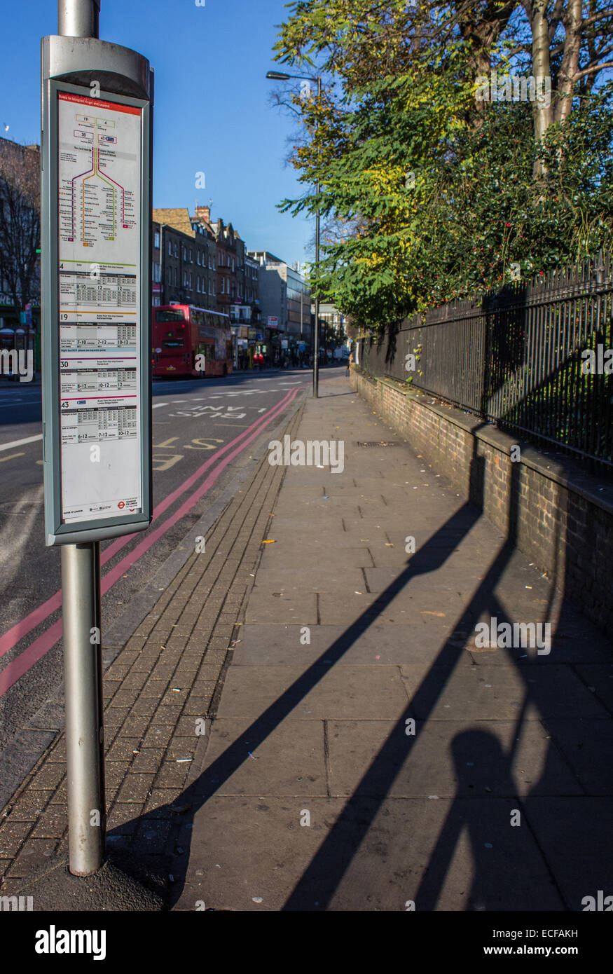 Empty London bus stop near Highbury/ Islington Stock Photo - Alamy