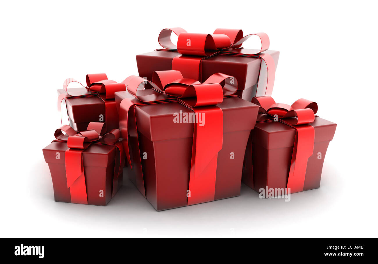 Many gifts on white background (done in 3d Stock Photo - Alamy