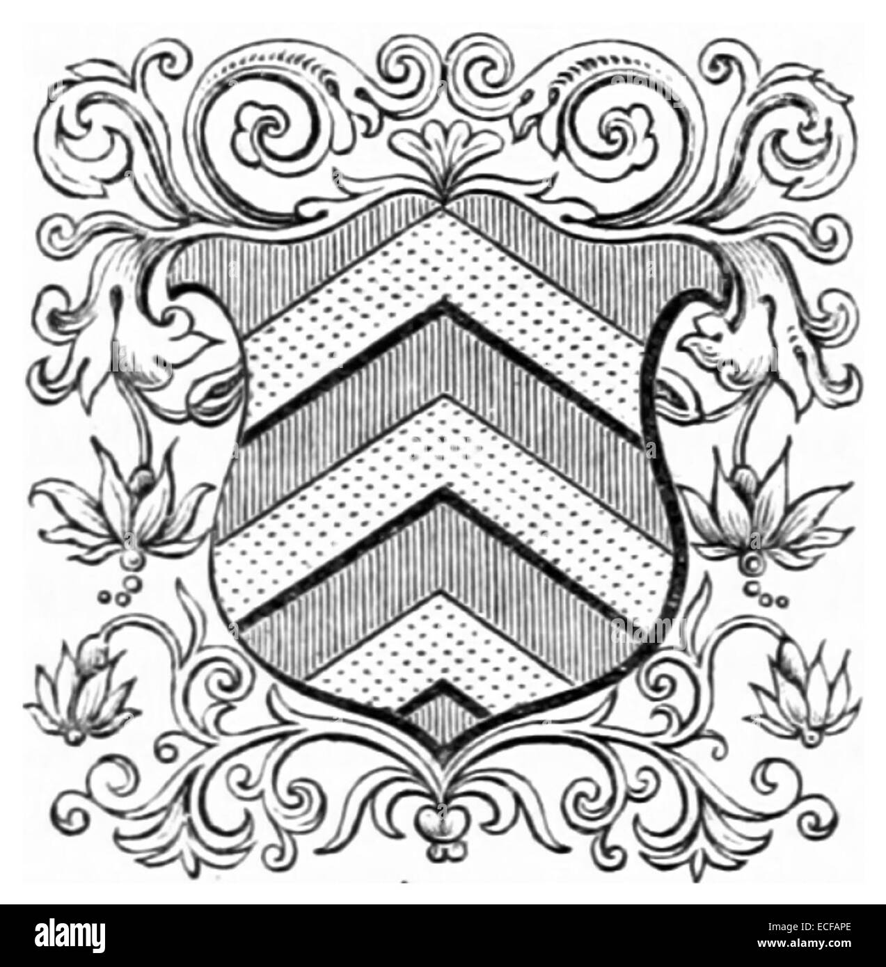 This 1833 illustration by Lewis depicts the coat of arms of Cardiff ...