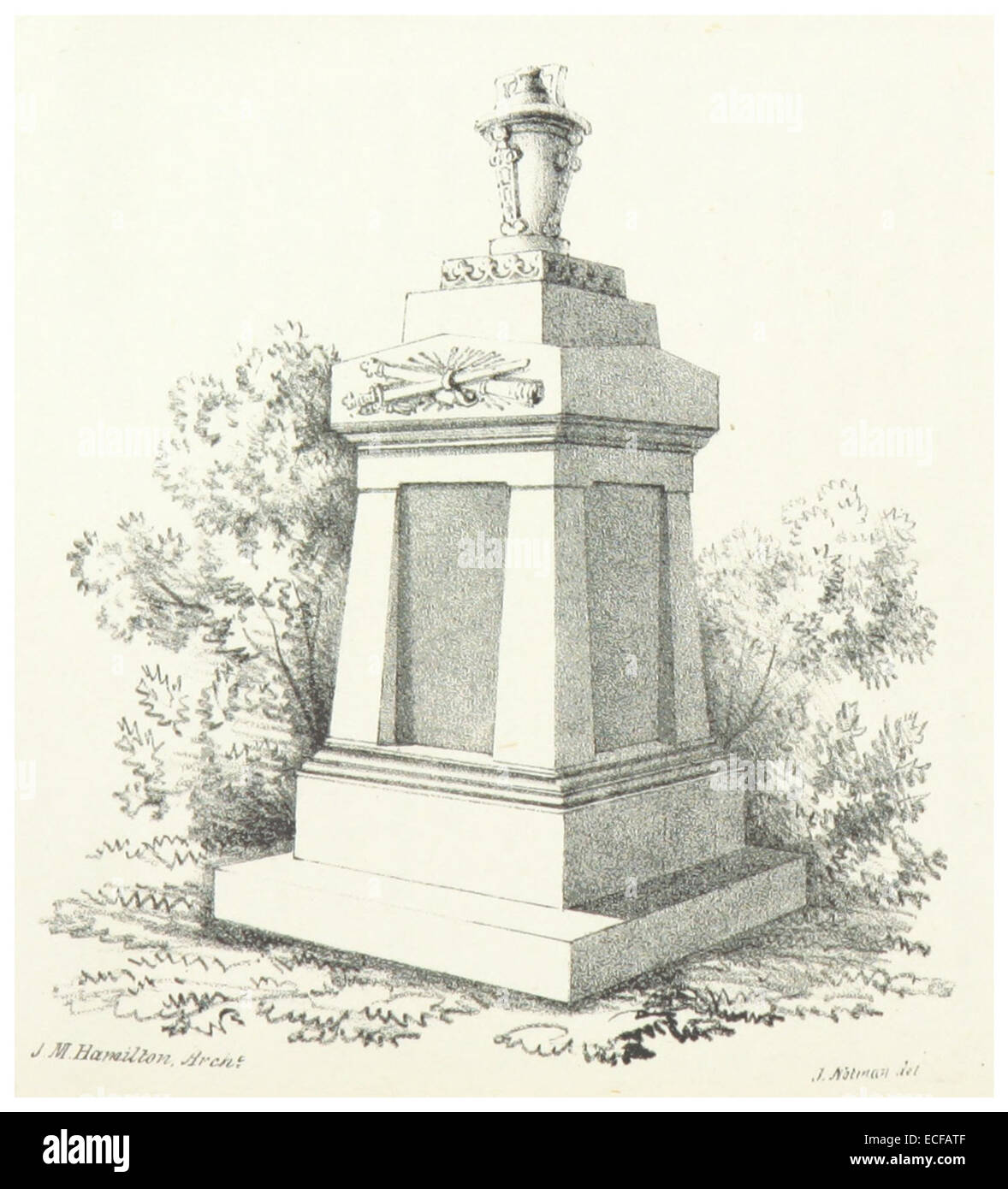 This 1844 illustration depicts the General Mercer Monument, honoring a ...