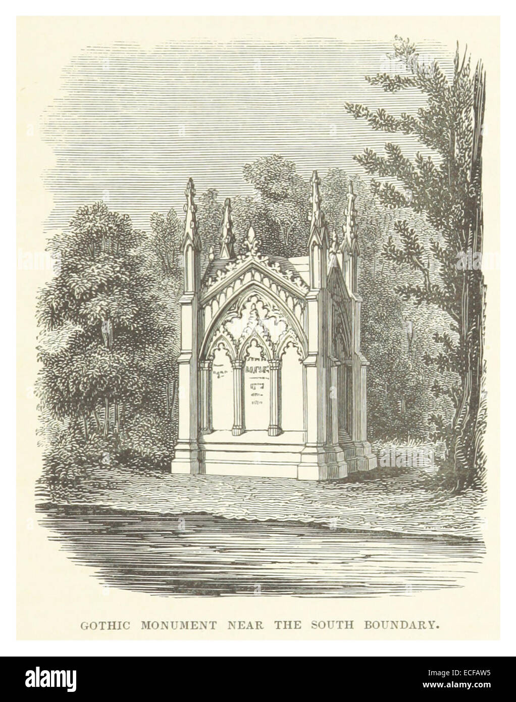 This 1844 illustration from LHC depicts a Gothic monument, showcasing ...