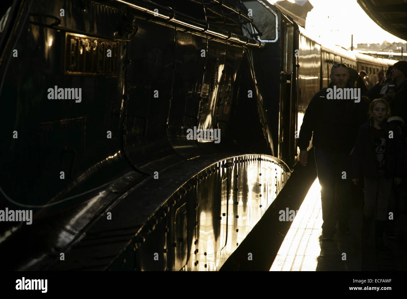 York Railway Station, UK, 13 December 2014. Streamlined LNER A4 class ...