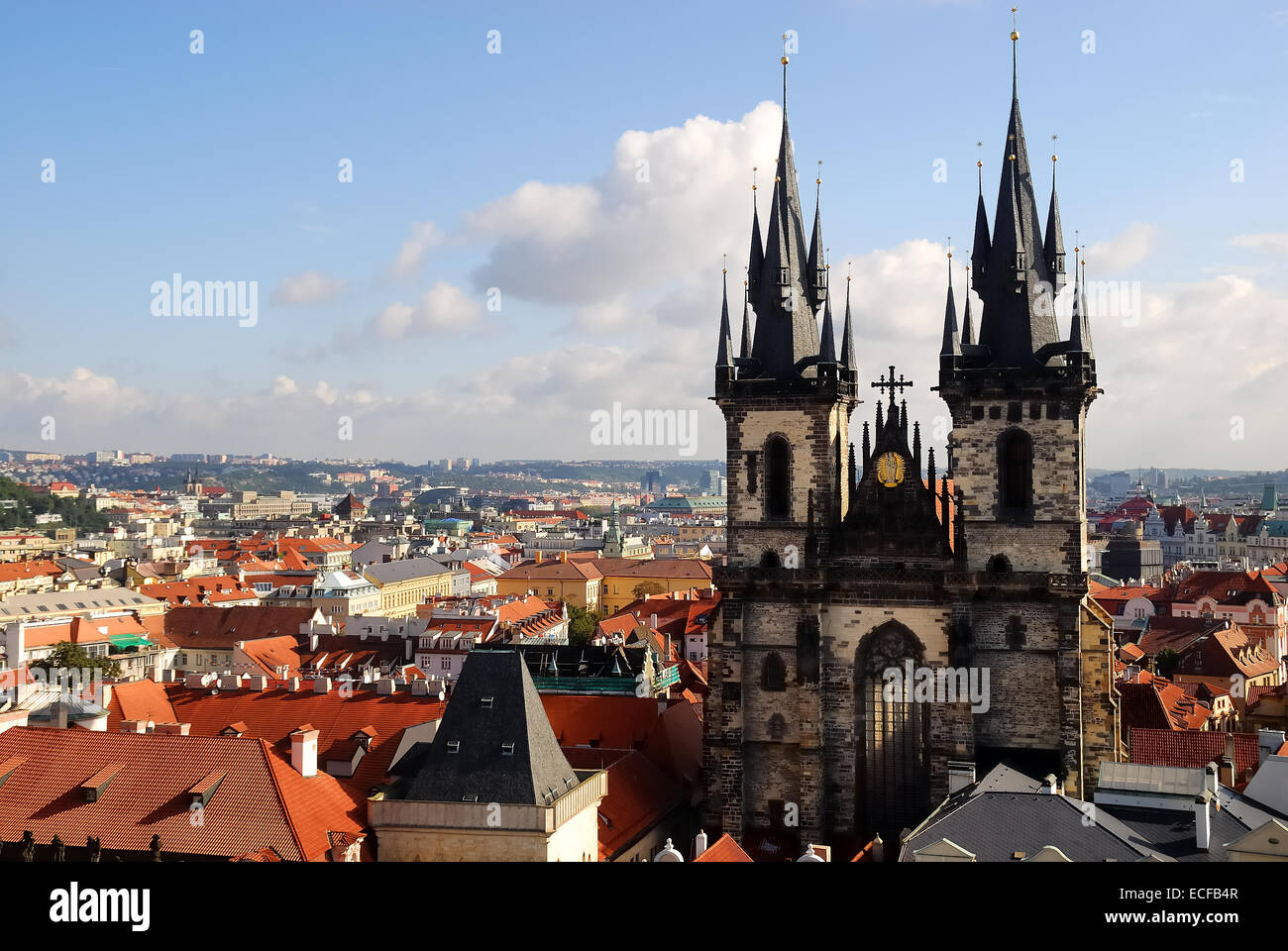 Czech Republic, Prague. View of the Gothic Tyn Cathedral and the Old ...