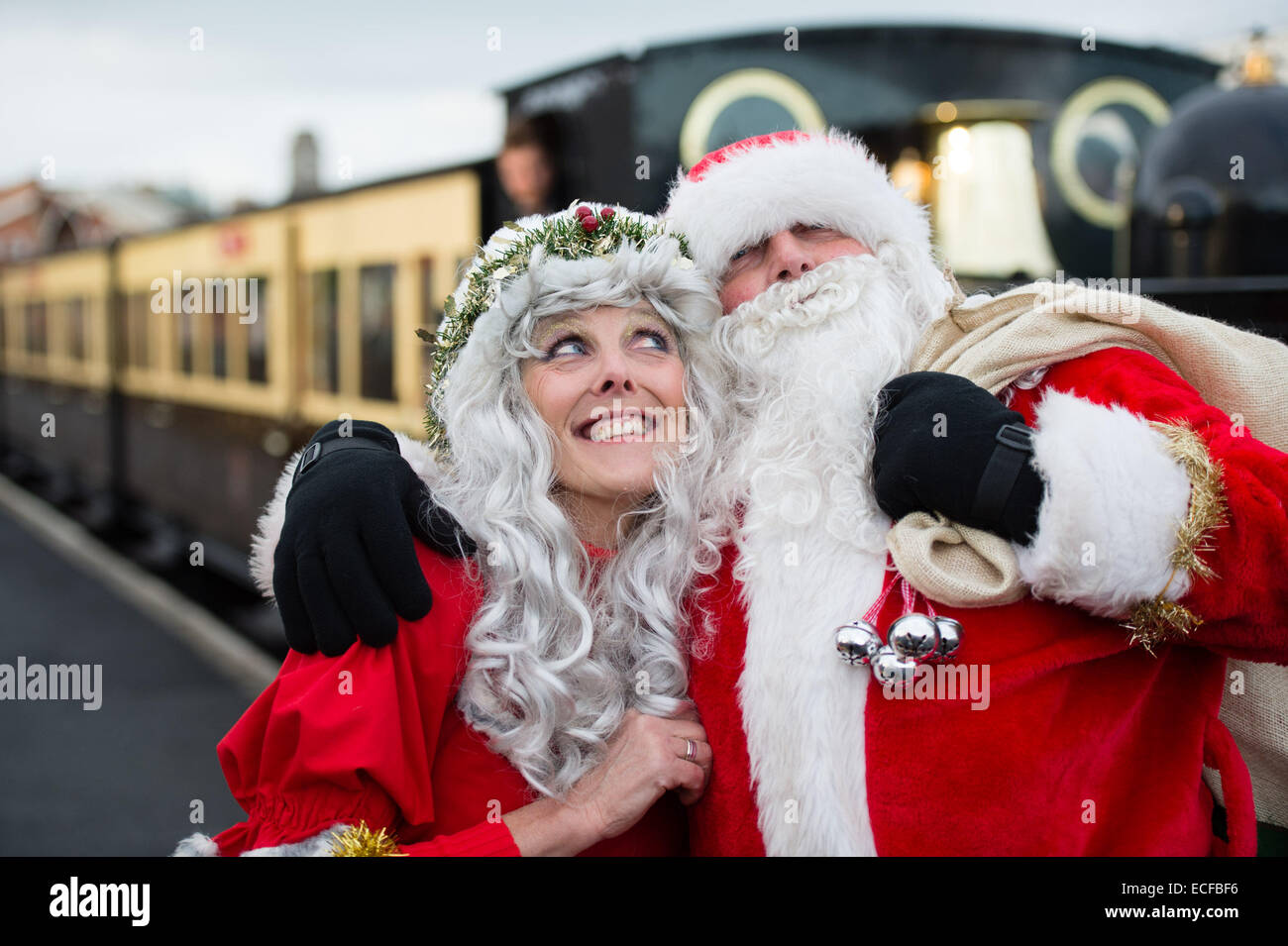 Aberystwyth, Wales, UK. 13th December, 2014. Santa Claus, accompanied ...