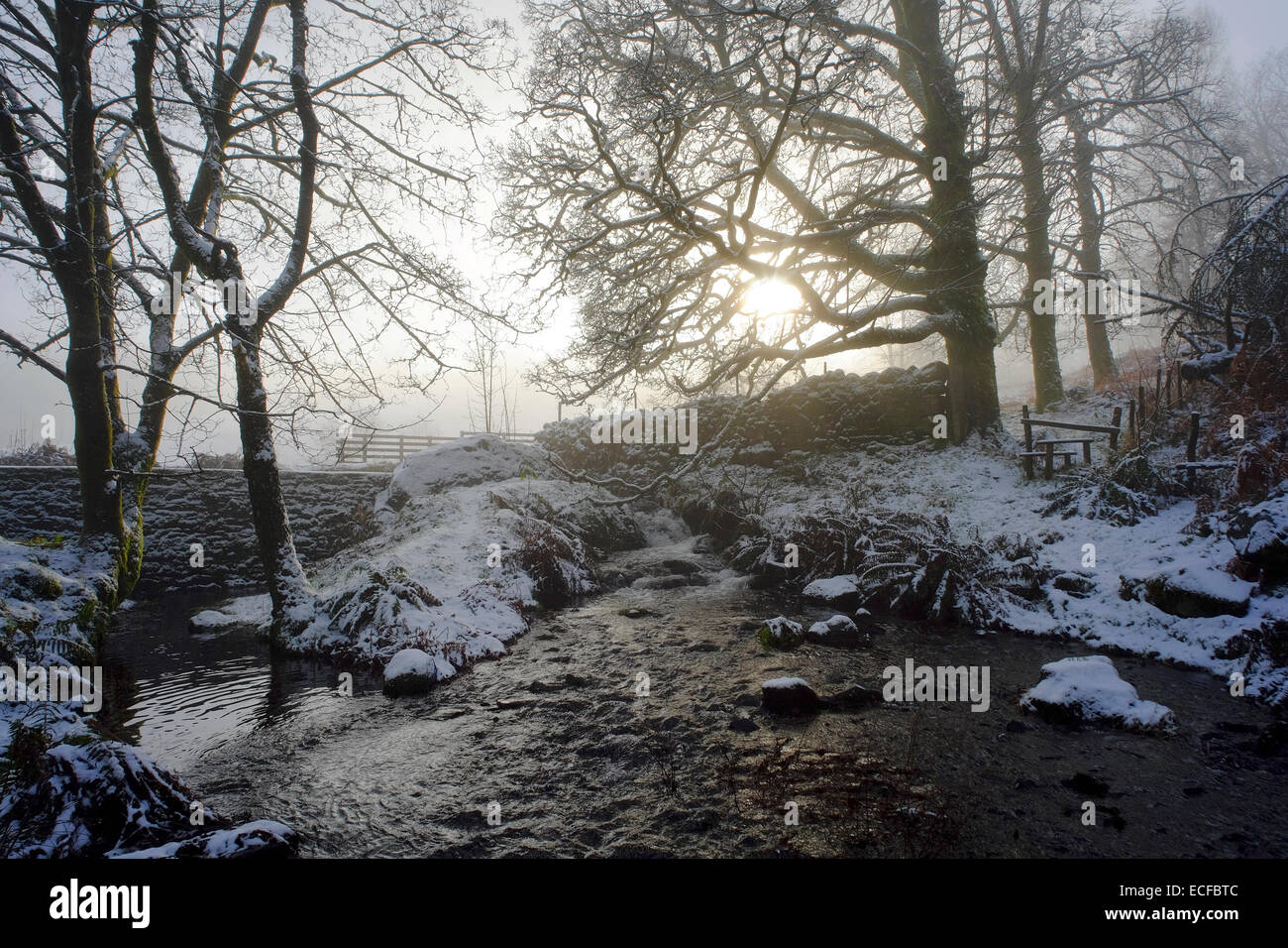 Winter Snow fall in the Cumbrian Mountains, near Coniston, Lake ...