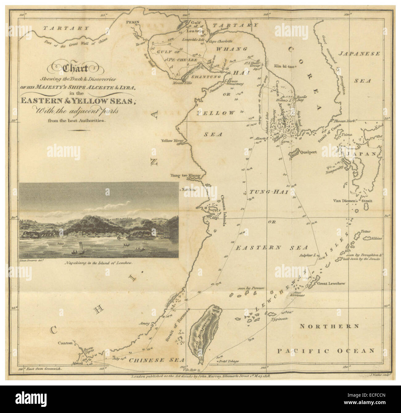 This 1819 chart by MacLeod maps the Eastern and Yellow Seas, providing ...