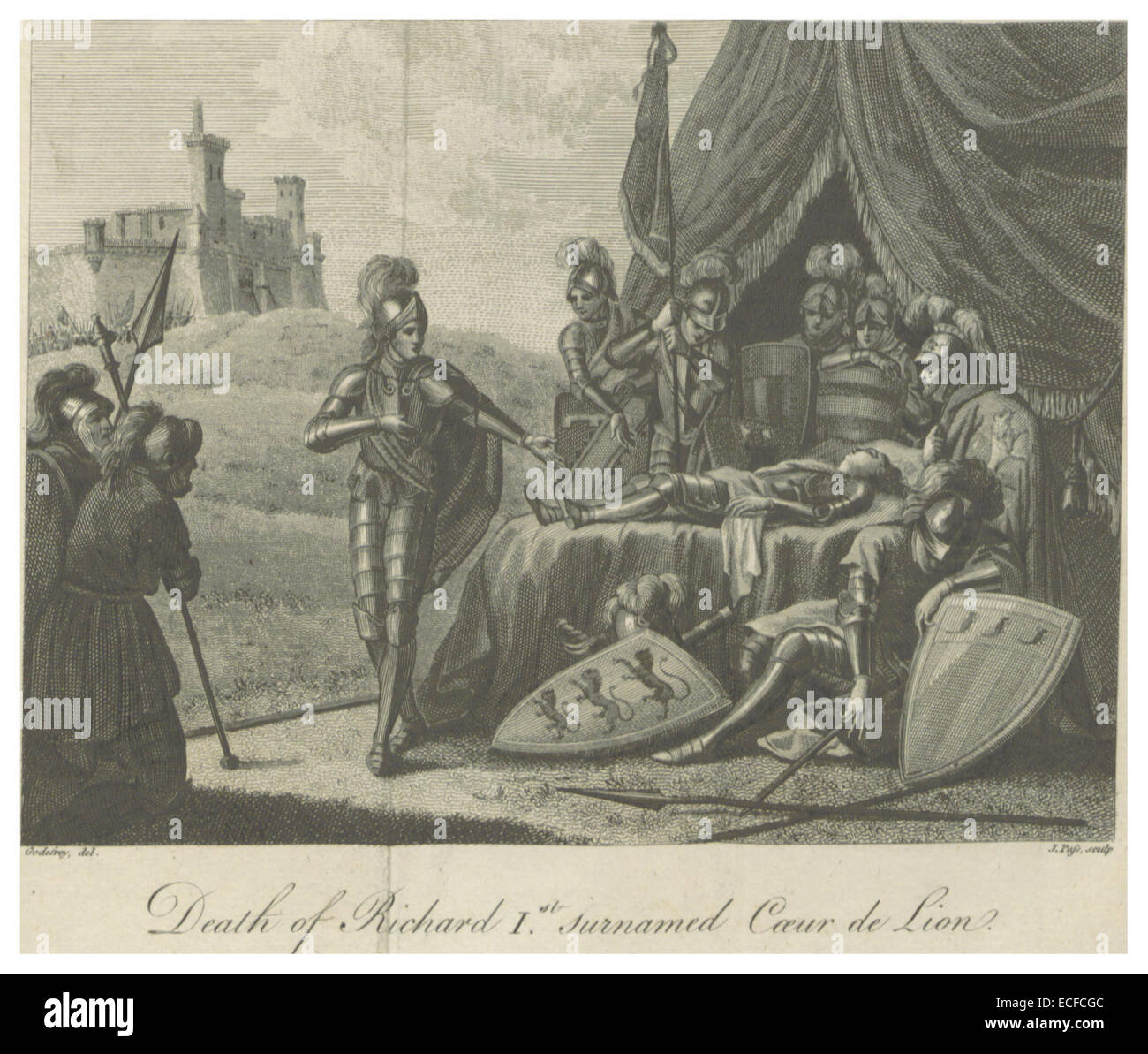 This 1800 depiction by Mante illustrates the death of King Richard I of ...