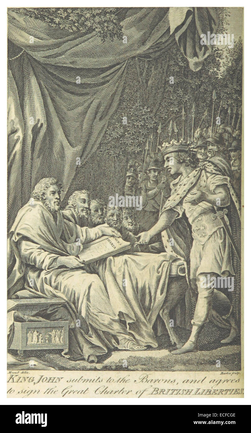 An 1800 illustration from *King John and the Barons*, depicting a ...