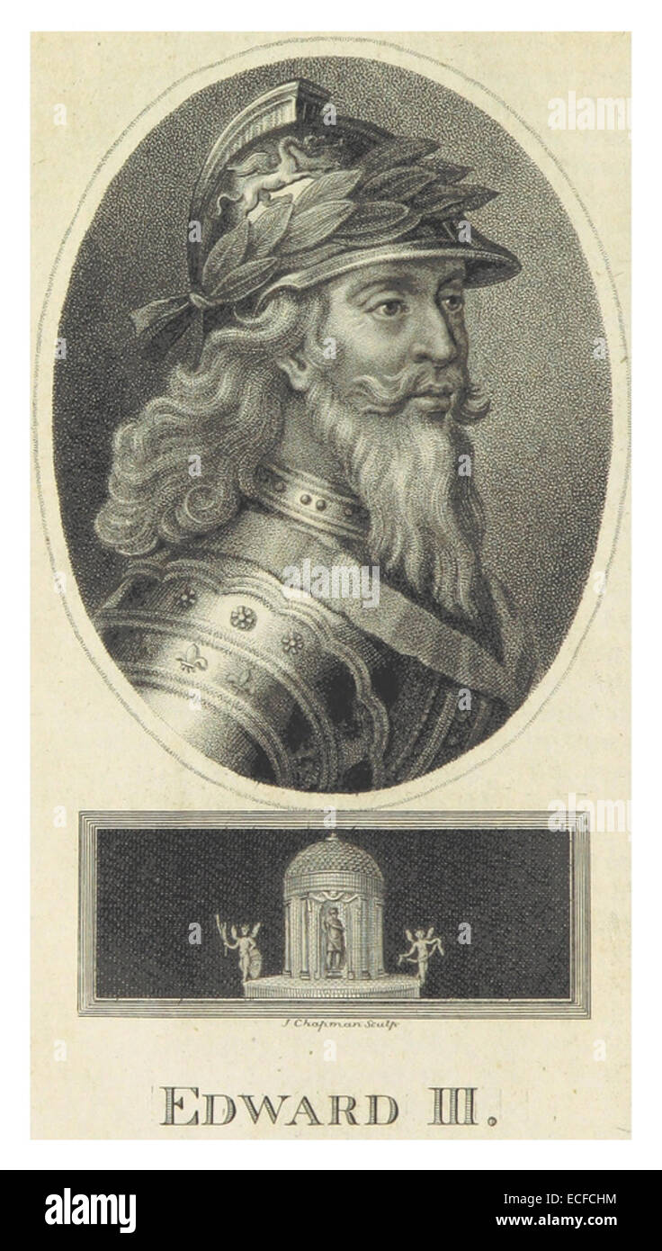 An illustration from Mante’s 1800 work depicting Edward III of England ...