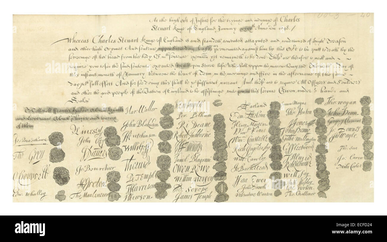 Charles i death warrant Cut Out Stock Images & Pictures - Alamy