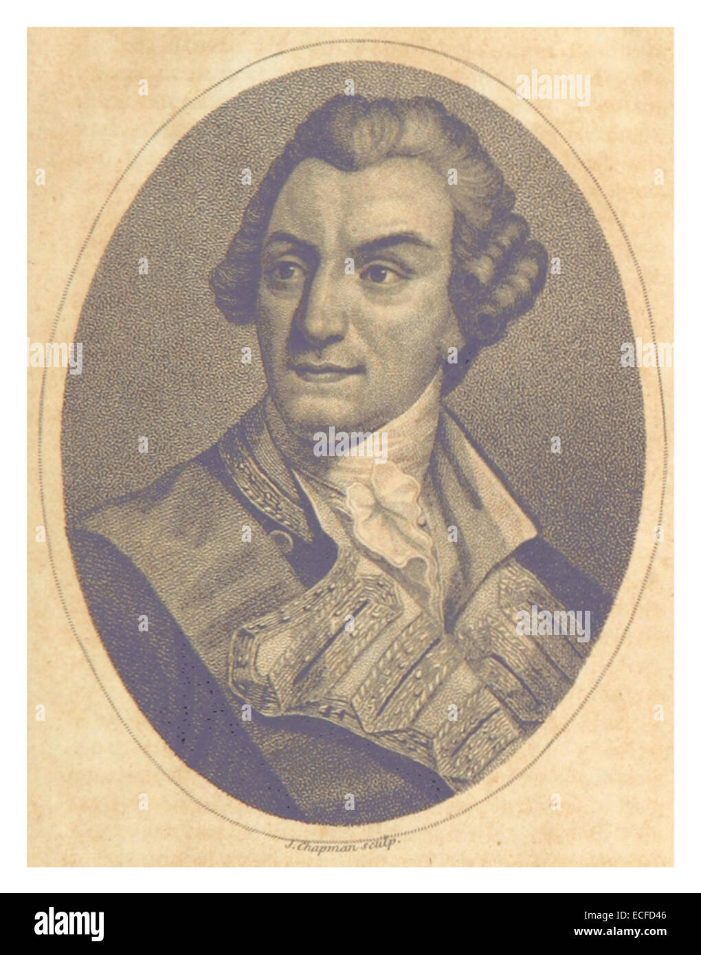 An 1800 illustration of Admiral Sir Charles Sanders, a prominent ...