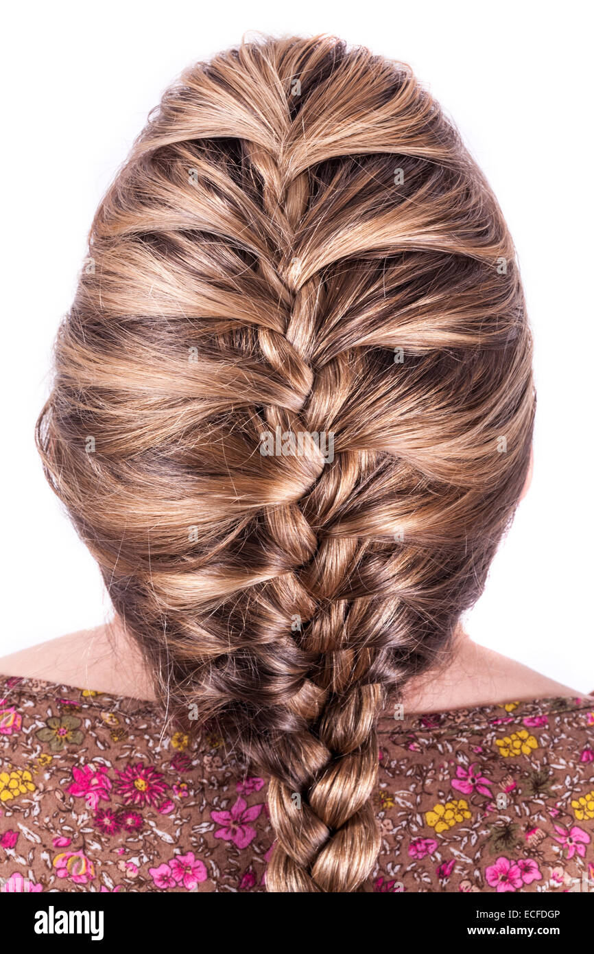 beauty sporting hairstyle rear view isolated on white Stock Photo - Alamy