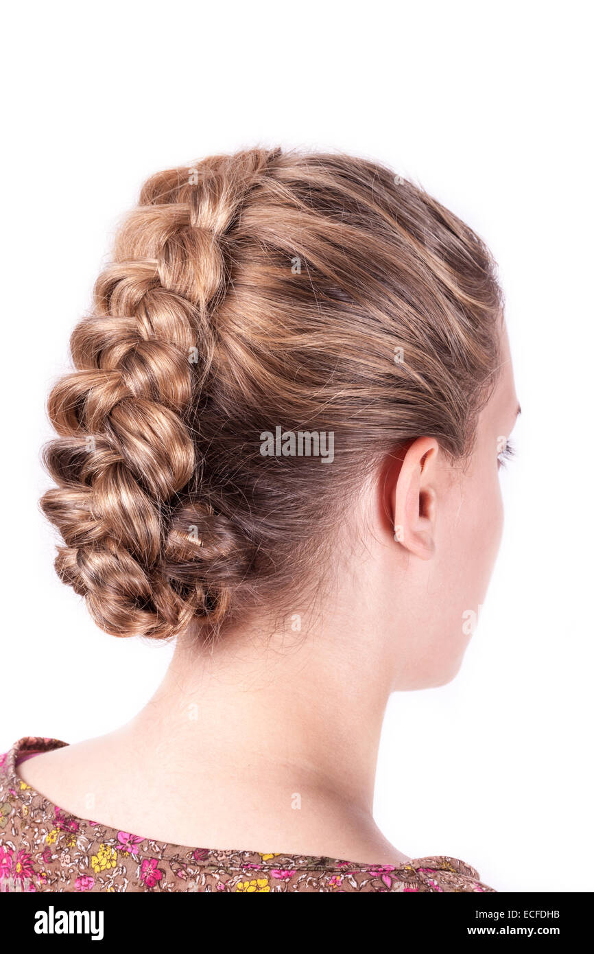 beauty wedding hairstyle rear view isolated on white Stock Photo - Alamy