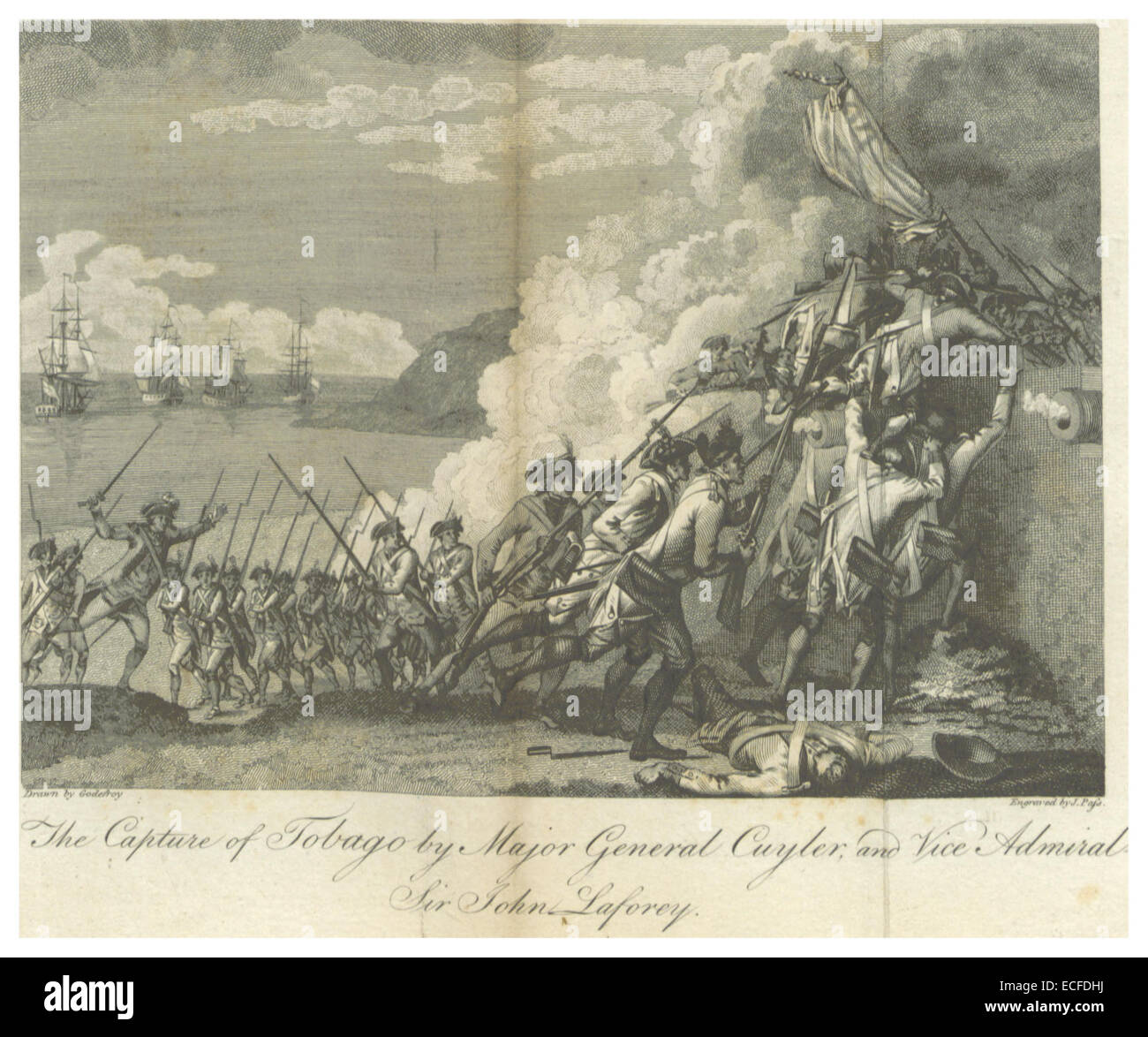 Mante’s 1800 illustration details the capture of Tobago Island in 1793 ...