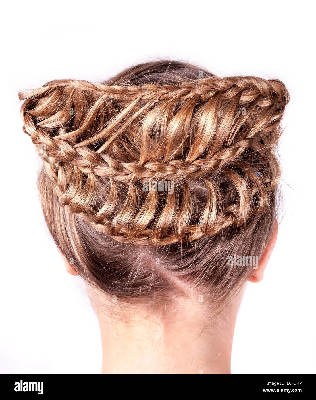 Beauty wedding hairstyle rear view isolated on white Stock Photo - Alamy