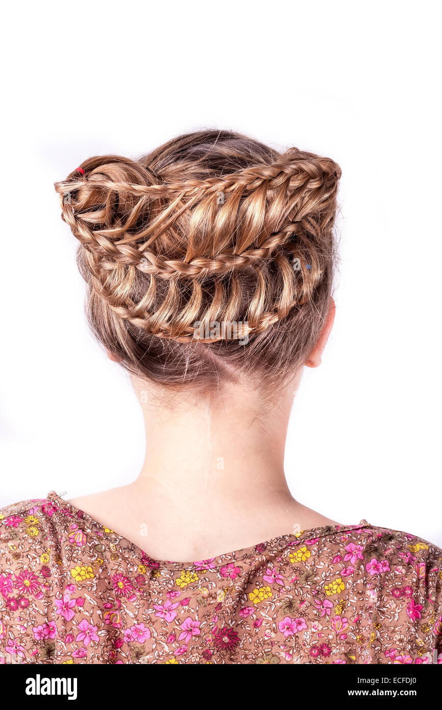 beauty wedding hairstyle rear view isolated on white Stock Photo - Alamy