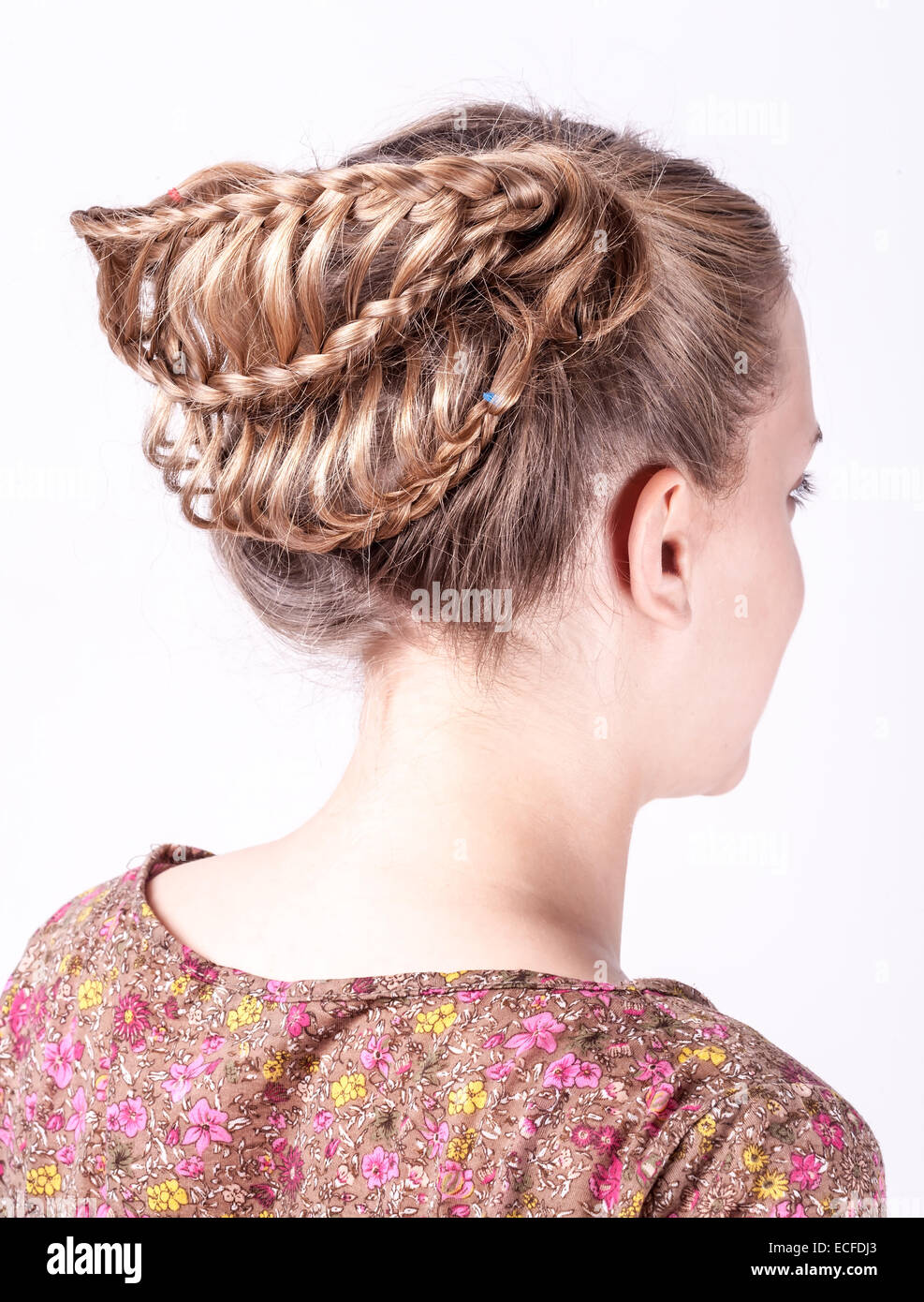 beauty wedding hairstyle rear view isolated on white Stock Photo - Alamy