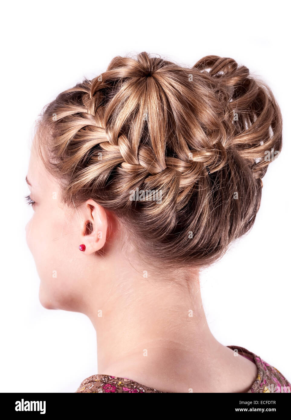 beauty wedding hairstyle rear view isolated on white Stock Photo - Alamy