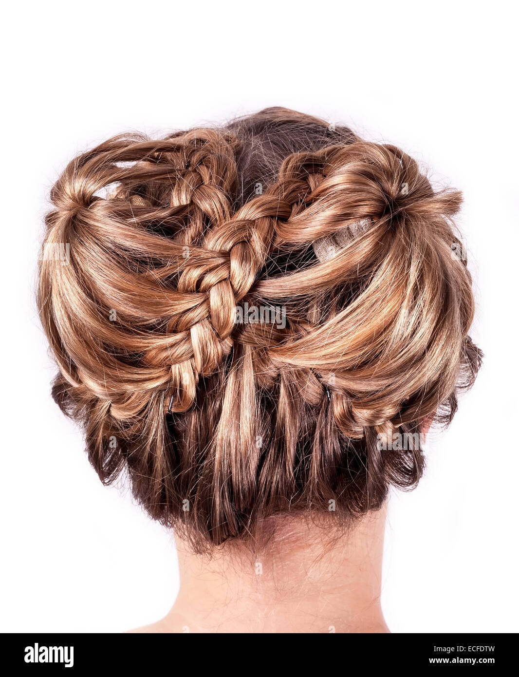 beauty wedding hairstyle rear view isolated on white Stock Photo - Alamy