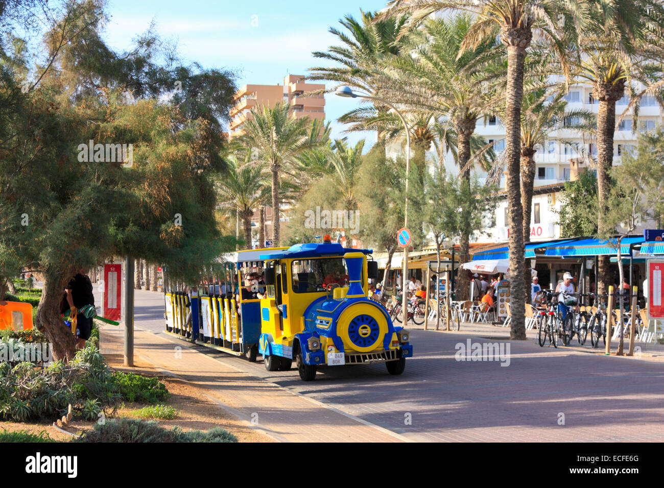 Public Transport along the Beach promenade of Palma de Mallorca ...