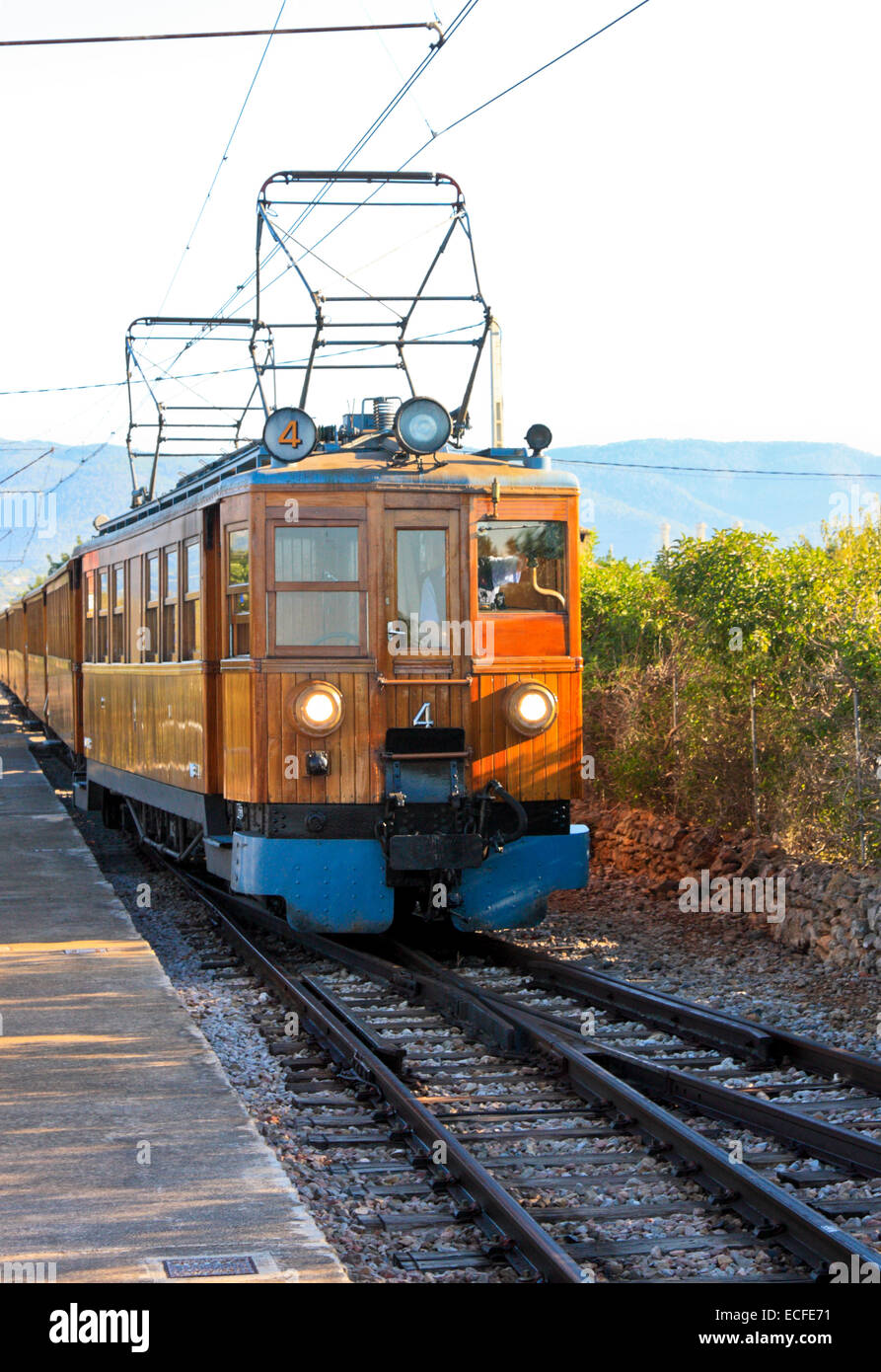 The historical train between Palma and Soller, Mallorca, Balearic ...